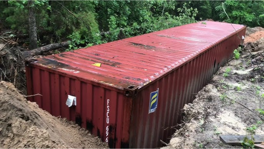 Buried Shipping Container Reinforced Concrete